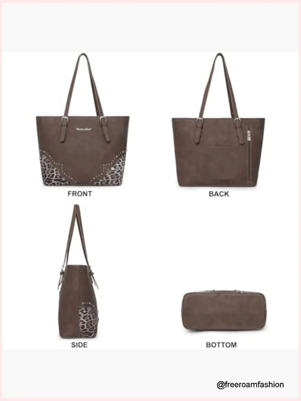 Bags | Leopard Print Tote Bag Set With Crossbody Purse And Wristlet ...